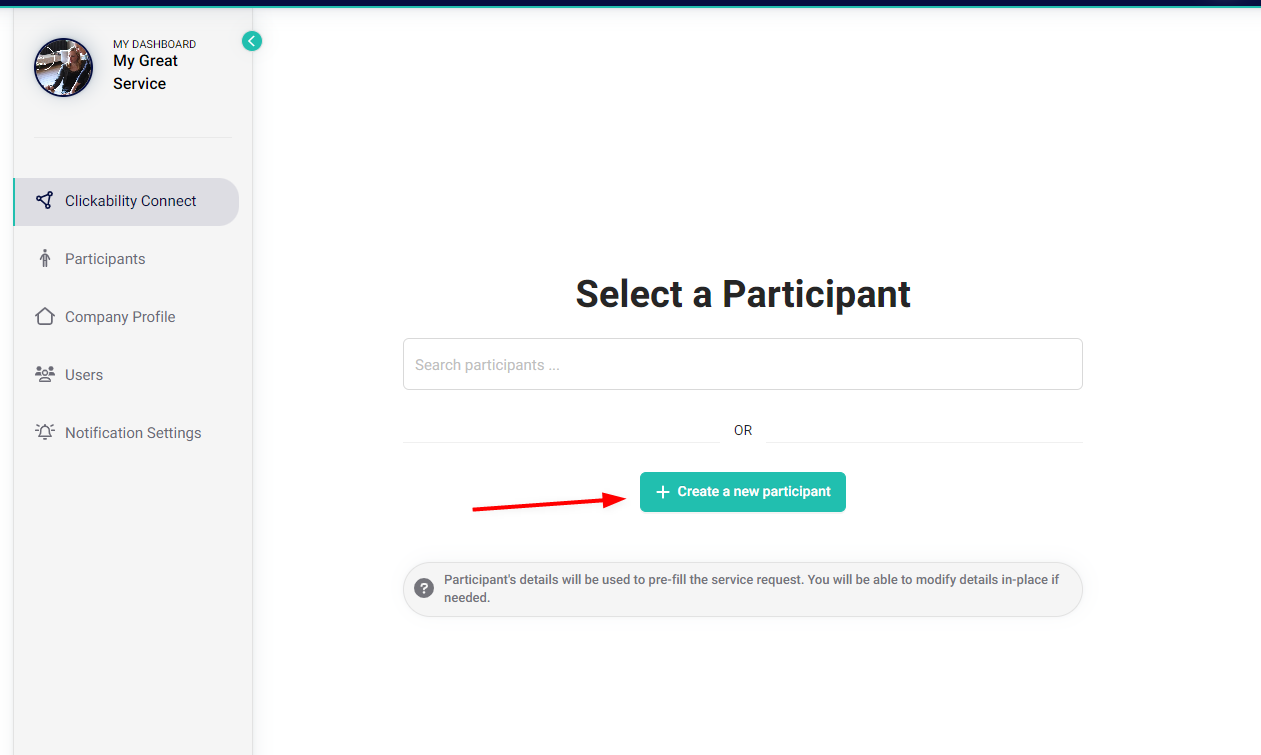 Creating a new participant – Clickability