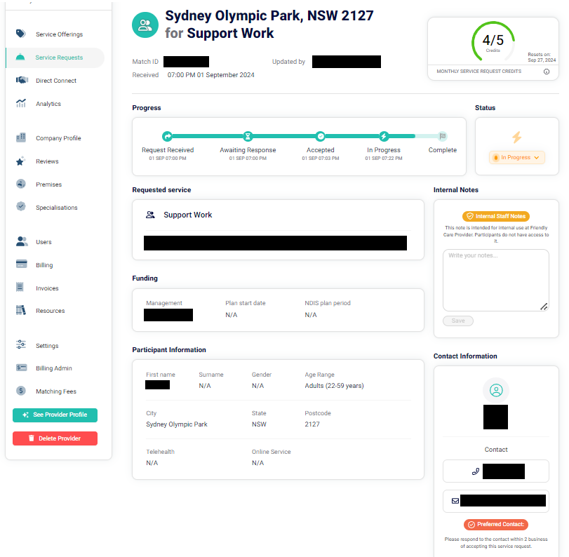 Guide: Contacting Participants after Accepting Service Requests ...