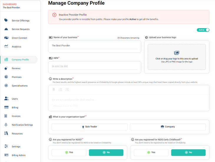 Guide: Creating a Company Profile – Clickability