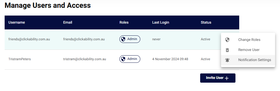 Guide: Managing User Accounts on Clickability – Clickability
